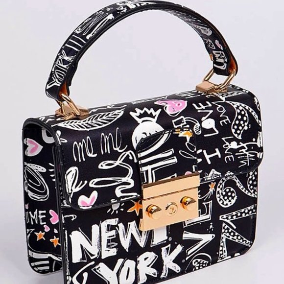 Bags | Graffiti Boxy Flap Handbag | Poshmark